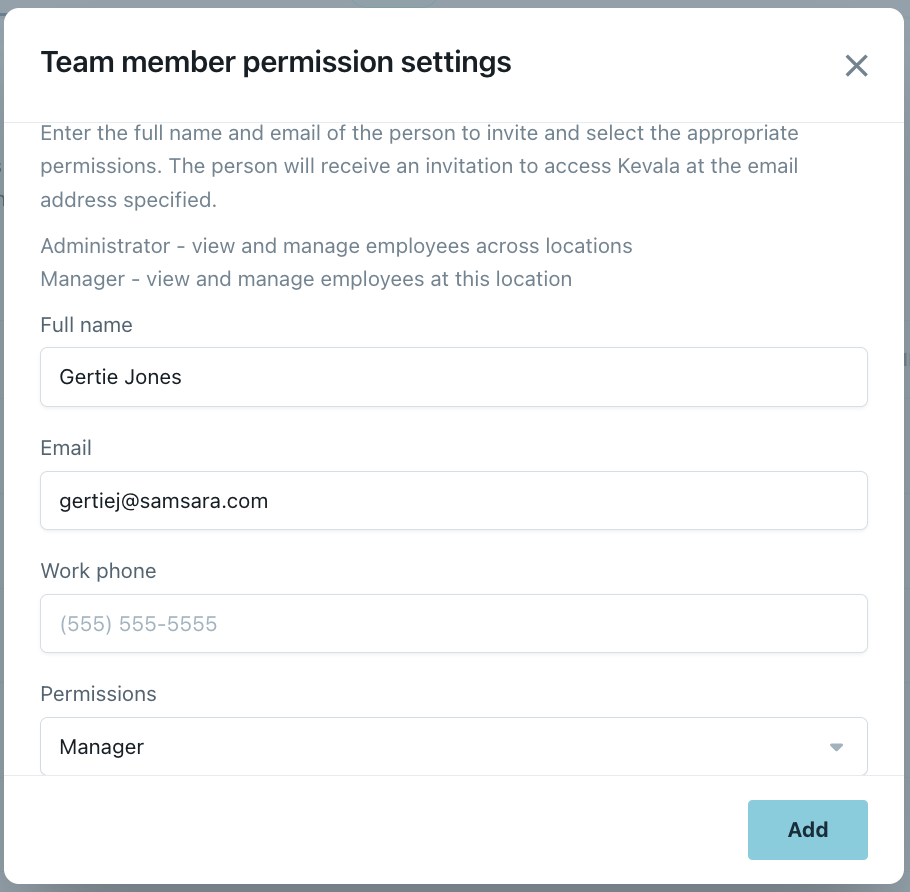 Scheduling Admin and Manager Access