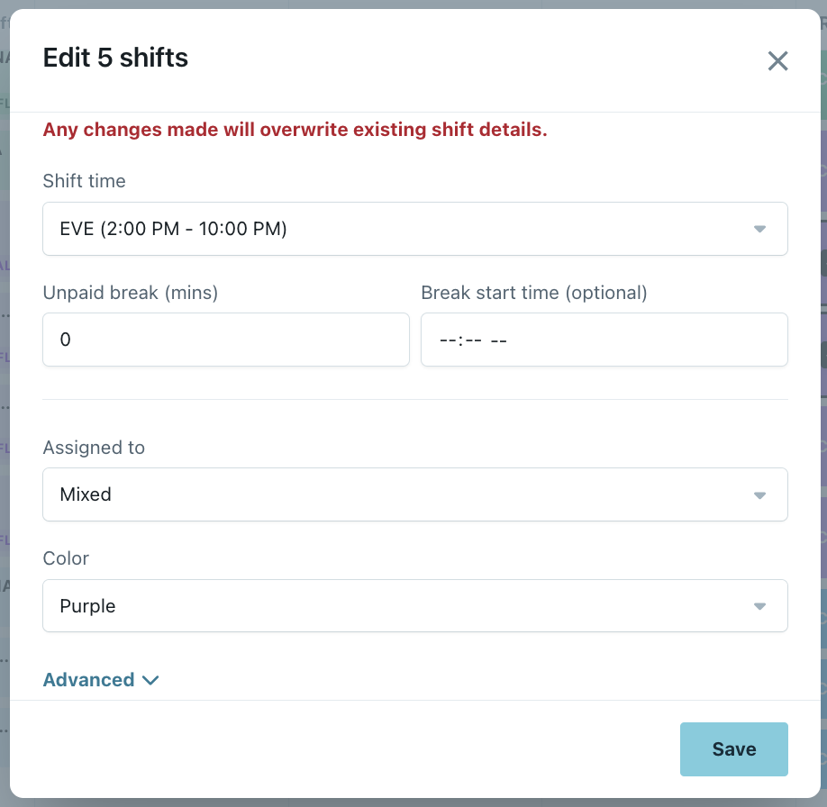Bulk Shift Actions (edit, delete, copy/paste)