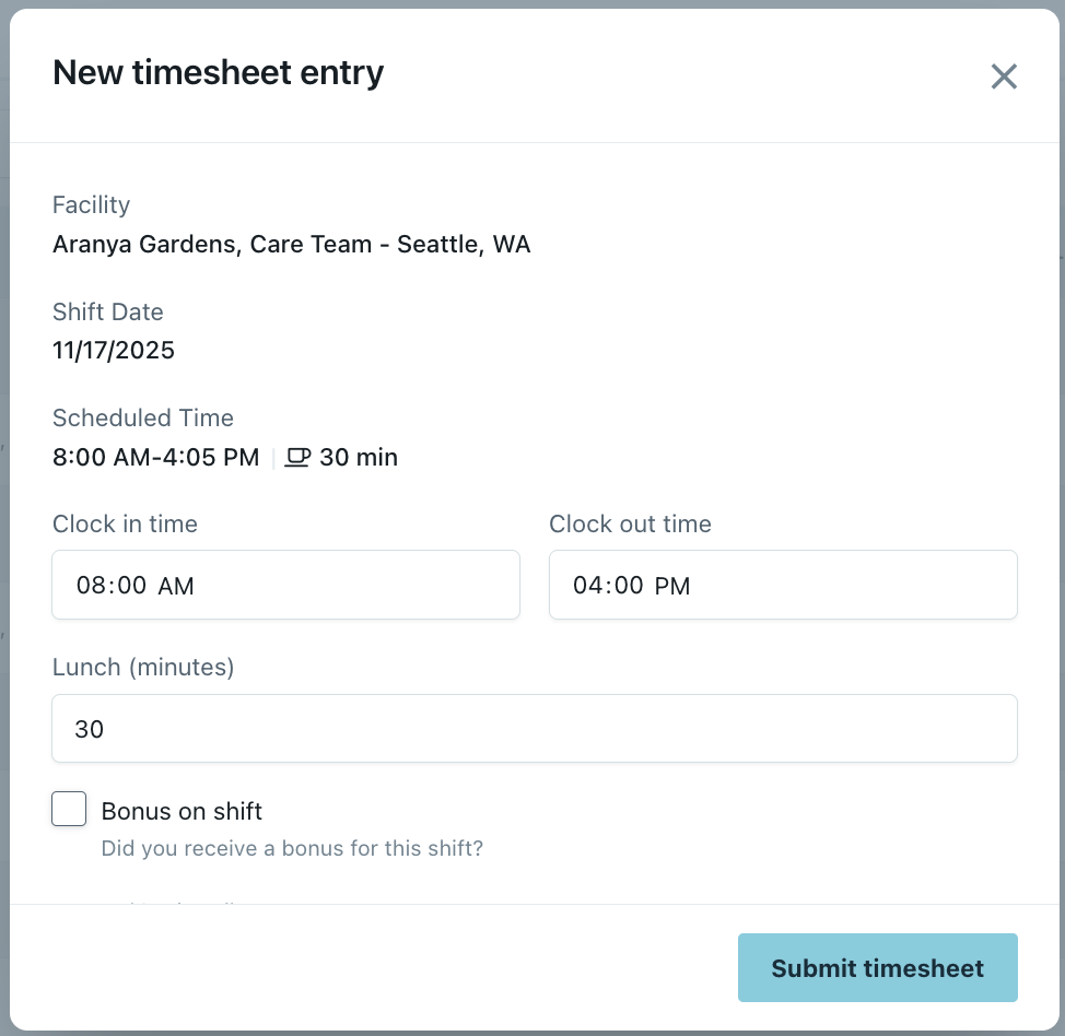 Submit a Timesheet